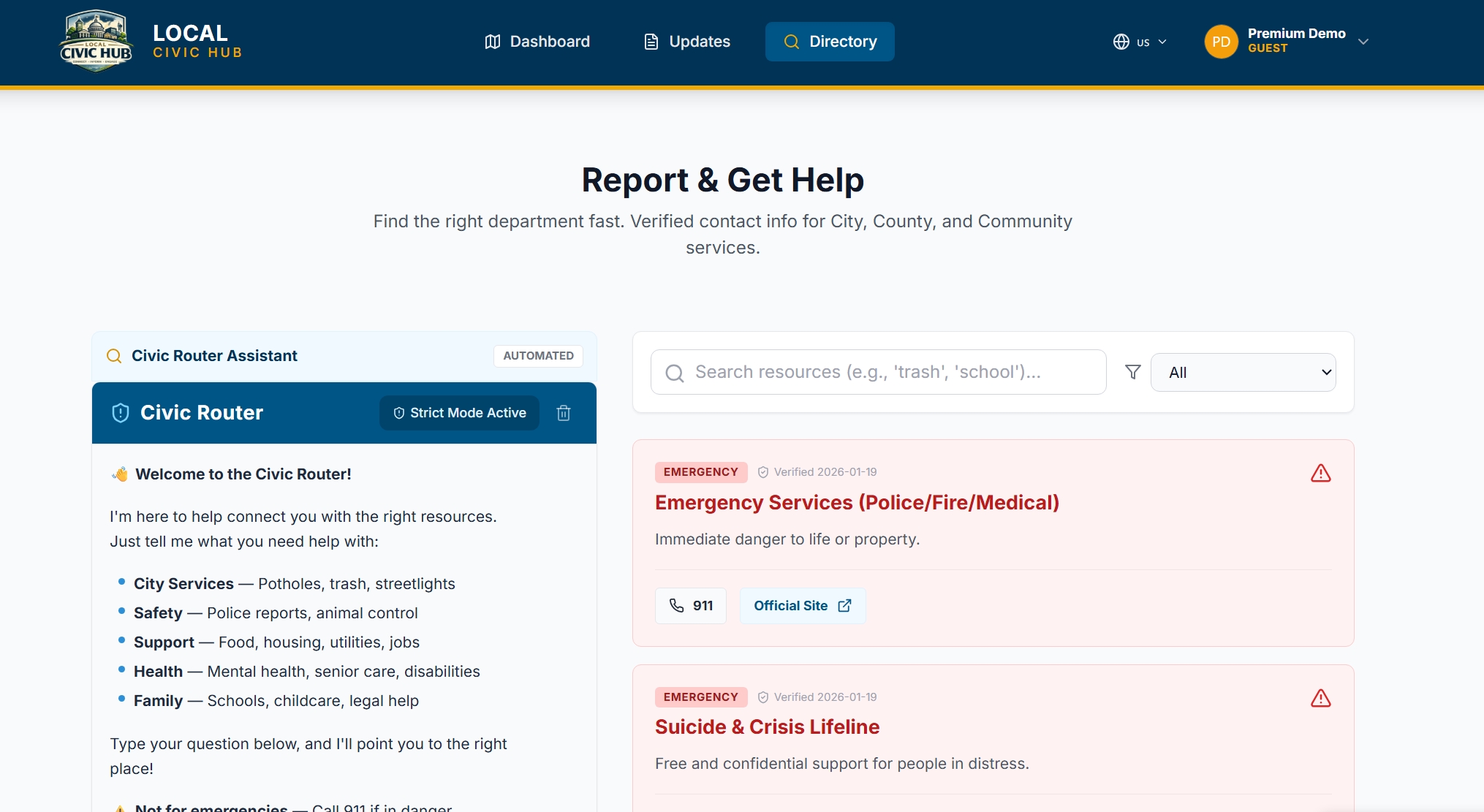Local Civic Hub — Community Information Dashboard